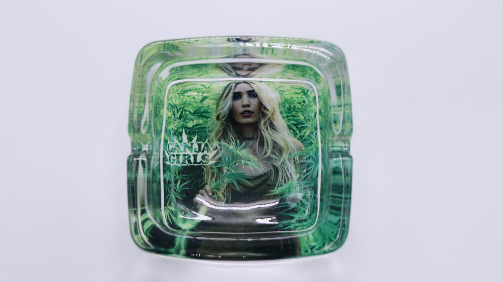 Ganja Girls Square Glass Ashtray – Fancy Puffs Smoke Shop